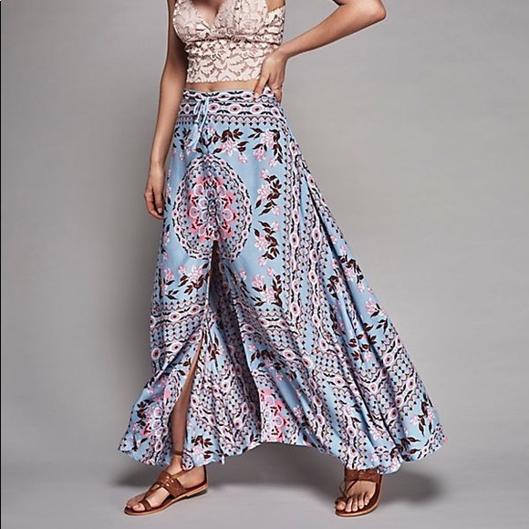 Skirts | Pandora Maxi Skirt Long Blue Pink | Poshmark